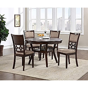 New Classic Furniture Mitchell 5-Piece Dining Set with 1 Table and 4 Chairs, Brown Cherry