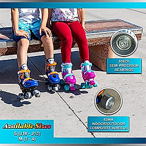 CHICAGO Skates Boys Adjustable Junior Quad Skates - Blue/Black/Orange - Small Sizes J10-J13