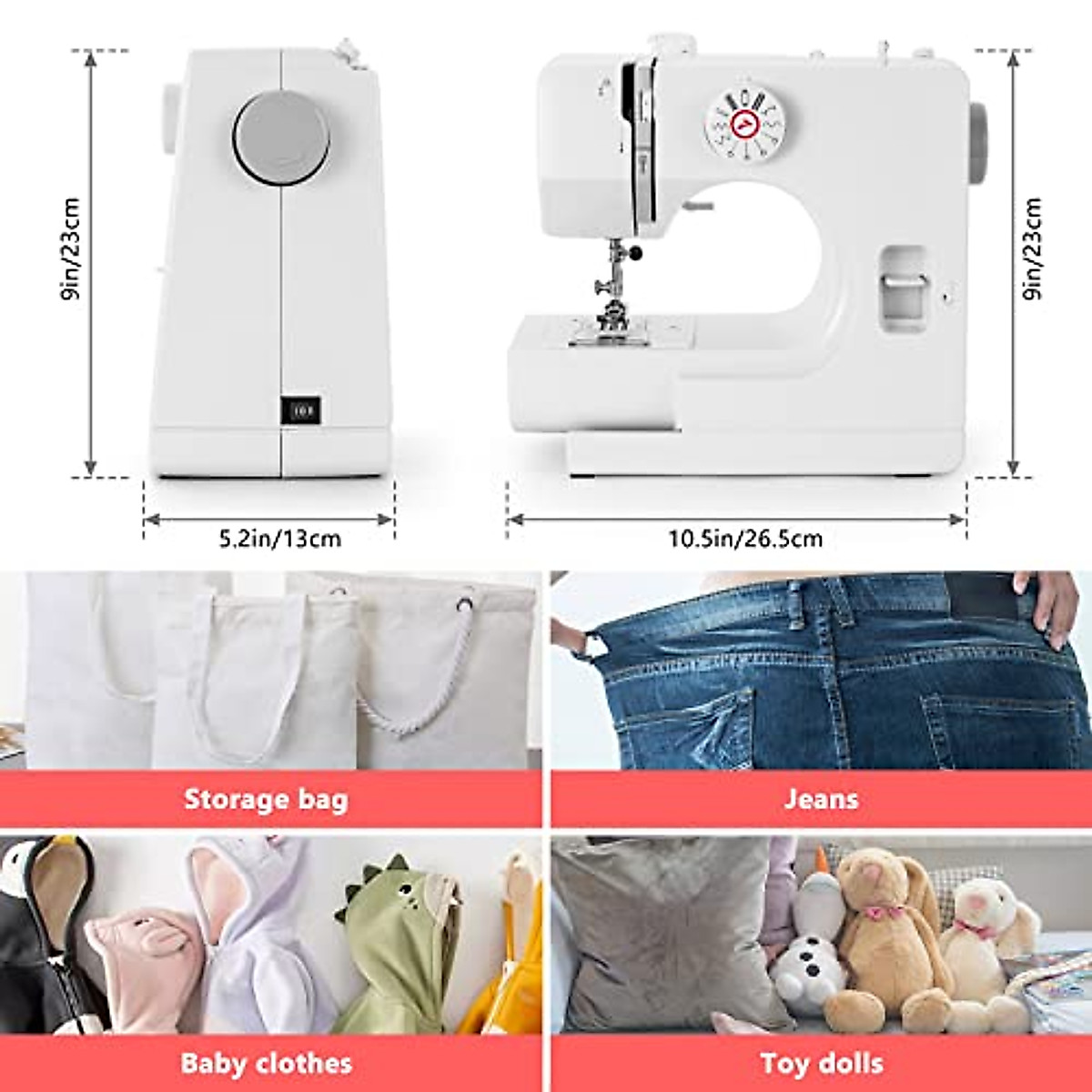 Sewing Machine, Mini Sewing Machine, Electric Portable Sewing Machine for Beginners, 12 Stitch Dual Speed with Foot Pedal & Sewing Kit