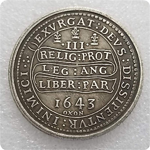 Kocreat Copy 1643 Charles I Triple Unite Millionaire UK Coin-Replica Great Britain Silver Dollar Pence Gold Coin Royal Souvenir Coin