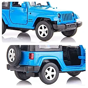 BDTCTK 1/42 Scale SUV Wrangler Car Model Toy Zinc Alloy Die-Cast Pull Back Vehicles Kid Toys for 4 5 6 Year Old Boy Girl Gift(Blue)