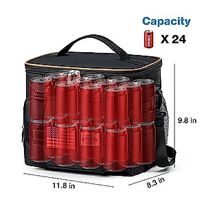 Lekesky Lunch Bag for Men Work Insulated Tactical Lunchbox Heavy Duty Lunch Cooler Bags Adults Office 24-can (15L), Black