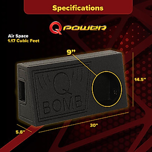 Q Power QBomb Single 10 Inch Vented Subwoofer Sub Box with Black Bedliner Spray