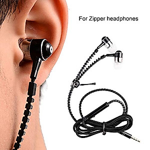 Luminous Zip Earphones Glow in The Dark Zipper Headphones Light up Wired Earbud Stereo Earphones for Mobile Phones Tablet (Zip-Black)