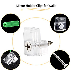 Qjaiune 20 Pack Mirror Holder Clips for Walls, Clear Retainer Clips Cabinet Glass Holder Clip, Wall Mirror Mount Kit Frameless Mirror Hanging Hardware for Vanity Mirror Window Screen (Modern Style)
