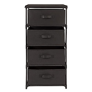 Juvale Black 4 Drawer Dresser, Fabric Clothes Storage Stand for Bedroom, Nursery, Closet Organizer Unit (16.5 x 13 in)