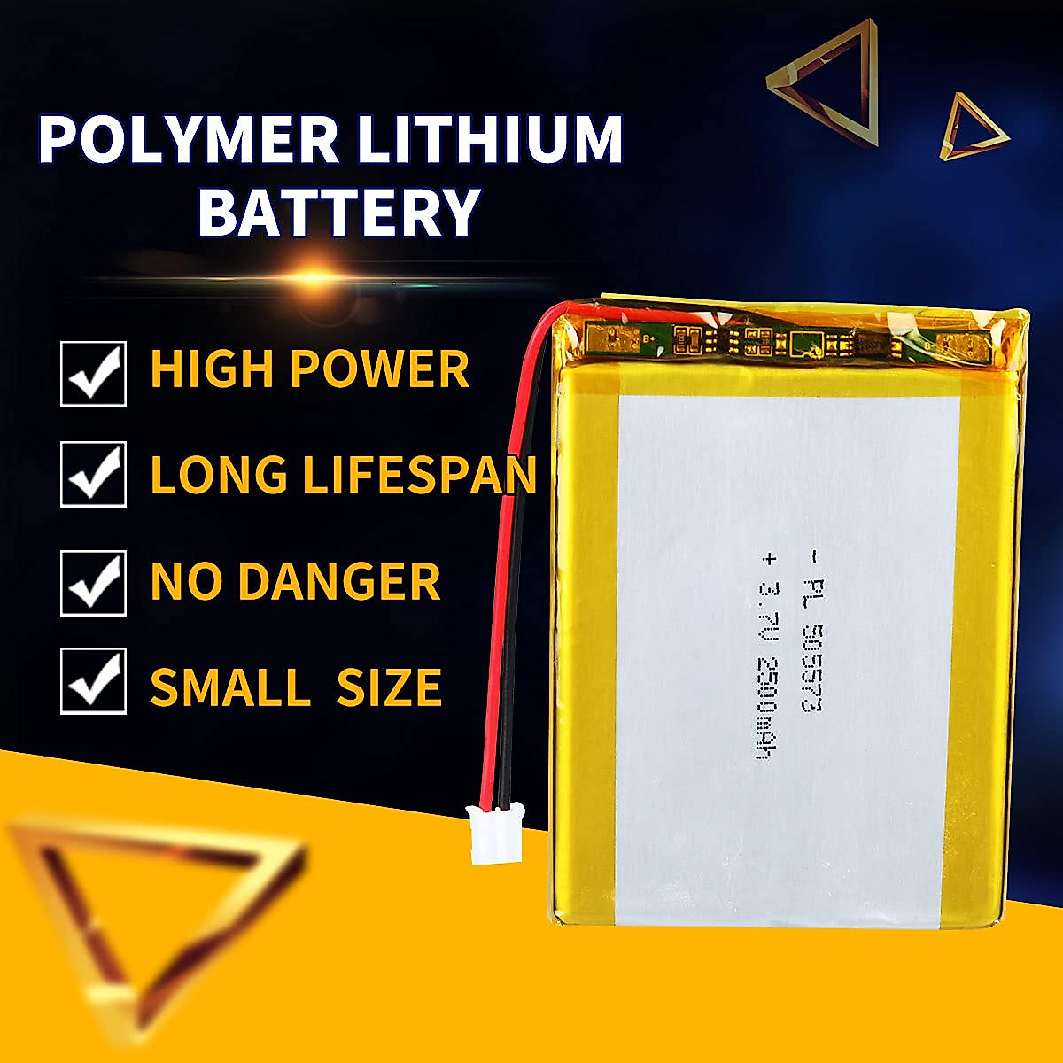 YDL 3.7V 2500mAh 505573 Lipo Battery Rechargeable Lithium Polymer ion Battery Pack with PH2.0mm JST Connector
