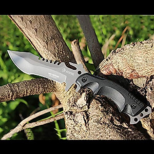 NedFoss 9.25" Fixed Blade Hunting Knife Bushcraft Knife, 440 Stainless Steel Full Tang Survival Knife w/G10 Handle and Sheath for Outdoor Camping, Fishing (GRAY WOLF)