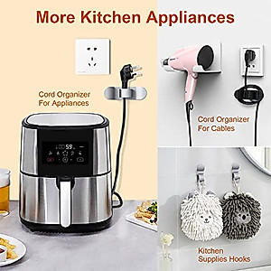 Cord Organizer for Kitchen Appliances, 12 PCS Kitchen Small Gadgets Cord wrapper holder keeper winder Stick on Mixer, Blender, Toaster, Coffee Maker, Air Fryer, Kitchen Accessories Attachments