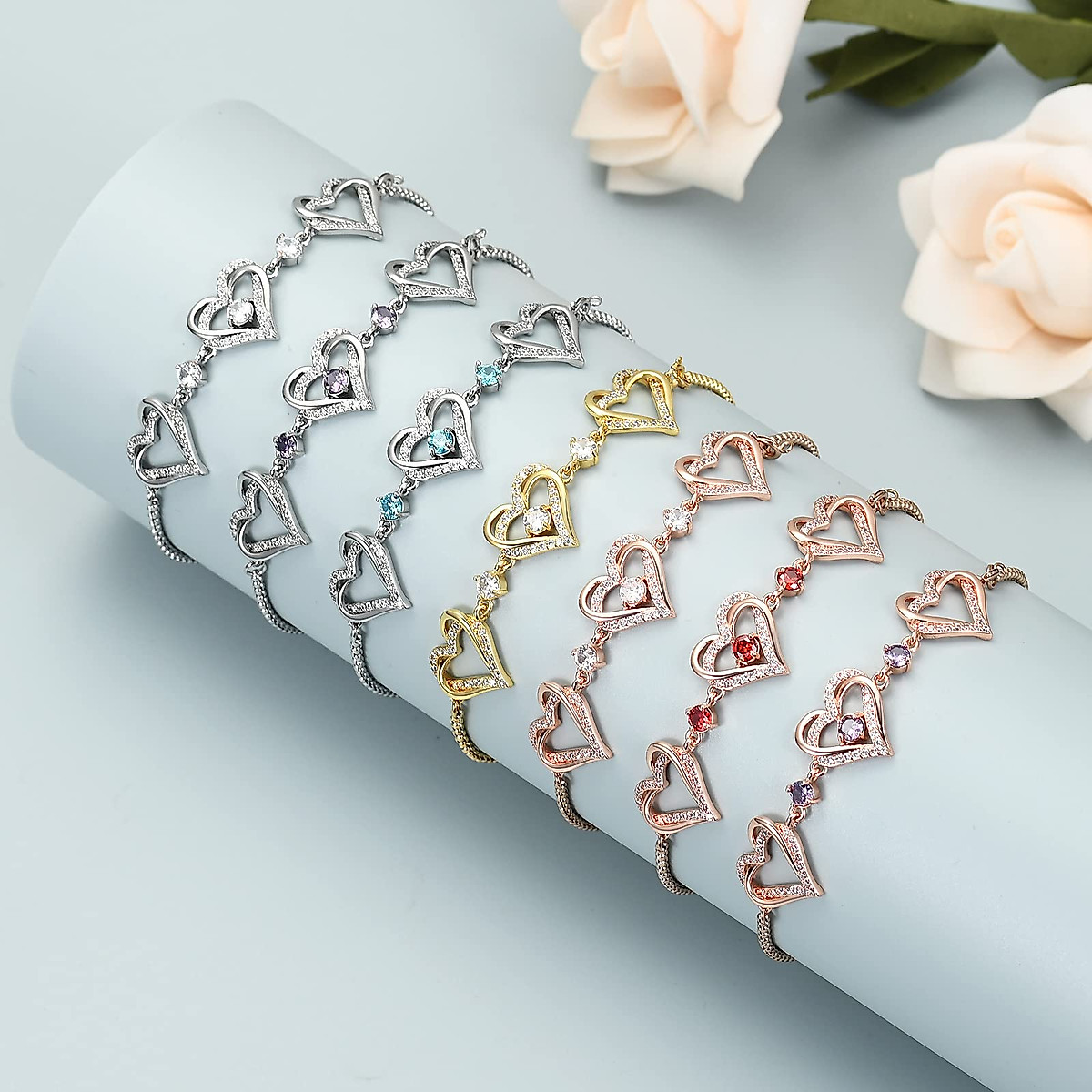 shajwo Cremation Jewelry Heart Urn Bracelet for Ashes for Women Girls Cremation Link Memorial Bracelet,Rose Gold-Red