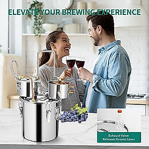 YITAHOME Alcohol Still 3 Gal / 12 L, Stainless Steel Moonshine Still with Built-in Thermometer and Fermentation Stand, DIY Home Alcohol Brewing Kit for Whiskey, Wine Making