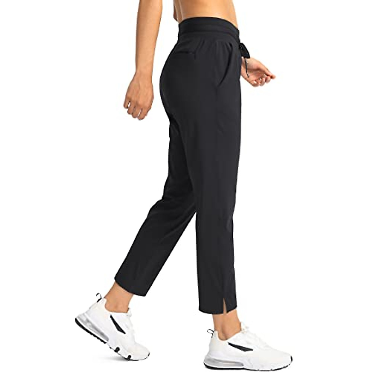 Soothfeel Women's Pants with 4 Pockets 7/8 Stretch High Waisted Sweatpants Travel Athletic Work Golf Pants for Women(Black, Medium)