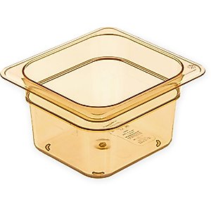 Carlisle FoodService Products 3088413 StorPlus High Heat Food Pan, 4" Deep, Sixth Size, Amber