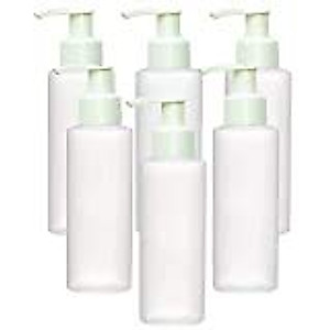 Grand Parfums 4 Oz Natural Lotion Pump Plastic Dispenser Bottles with White Soap Pumps, for Gel, Soap, Shampoo, Body Lotion, Cream, Refillable HDPE Plastic (6 Bottles)
