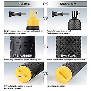 Waterproof Floating Hand Grip Monopod for GoPro Hero 1 2 3 3+ 4 5 6 7 8 9 Session 2018 Action Camera, and and AKASO EK5000 EK7000/SJCAM SJ4000 SJ5000