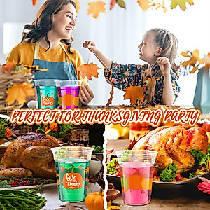100 Pcs 12 oz Thanksgiving Disposable Cups Autumn Clear Plastic Cups Tumblers Disposable Wine Glasses Plastic Glasses Wedding Cups for Liquor Coffee Juice (Pumpkin)