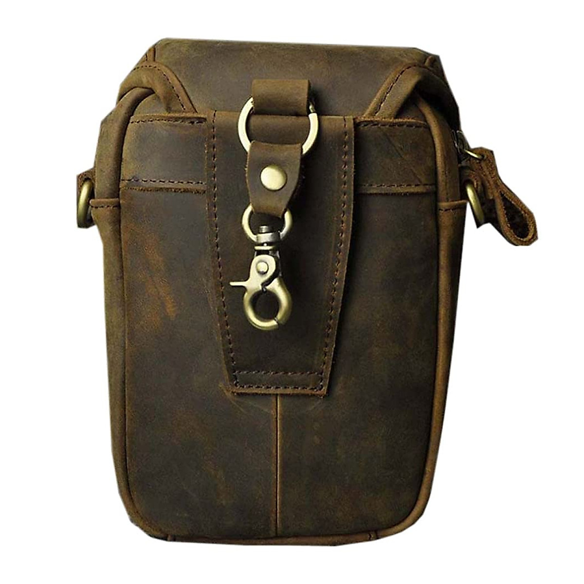 Vintage Leather Phone Belt Bag Waist Pack for Outdoor Travel Flip Phone Case Holster Bum Fanny Pouch Money Coin Purse Wallet Small Shoulder Pocket