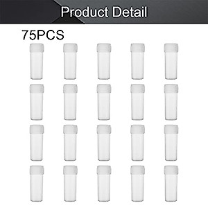 Othmro 75Pcs 5ml Plastic Bottles Lab Cylindrical Chemical Reagent Bottles, Wide Mouth Laboratory Reagent Bottles, Sample Sealing Liquid Storage Containers for Food Stores White Translucent