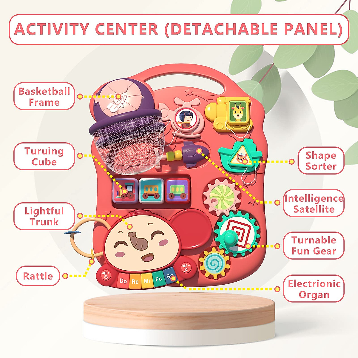 QDRAGON 5 in 1 Walker for Baby Girl, Baby Push Walkers, Assemble as Scooter/Motorbike/Activity Center/Detachable Panel, Walking Toys Learning Walker for Infants Toddler, Red