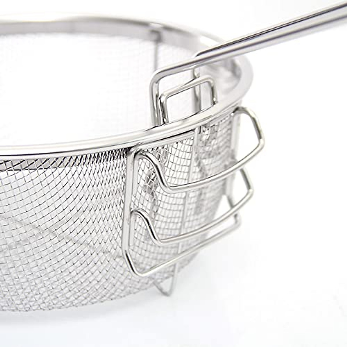 Stainless Steel Deep Fry Basket Fried Basket, Round Fryer Basket, Deep Wire Strainer for Frying, Oil Drainer Strainer Tool with Handle, Ideal for Chips, Fries, Shrimps