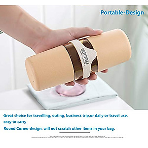 Travel Toothbrush Case & 2 Pack Gargle Cup, YEEHO Portable Electric Toothbrush Container Natural Wheat Straw Dual Holder Towel Toothpaste Organizer Storage for Outdoor Business Trip Wash,Blue