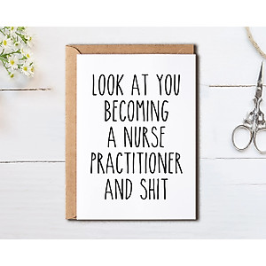 OystersPearl Look At You Becoming A Nurse Practitioner And Shit Card - Nurse Card - Gift Card For Nurse - Nurse Birthday Card