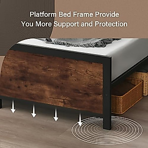 Catrimown Twin Bed Frame with Headboard and Footboard, Rustic Brown Metal Platform Bed Frame, Sturdy Mattress Foundation, Easy Assembly - No Box Spring Required