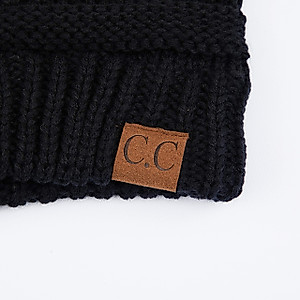 C.C Thick Slouchy Knit Unisex Beanie Cap Hat,One Size,Black