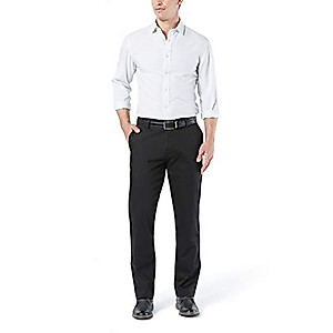 Dockers Men's Straight Fit Signature Lux Cotton Stretch Khaki Pant, Black, 38W x 32L