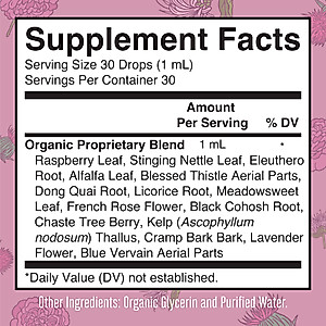 MaryRuth Organics USDA Organic Women's Wellness Liquid Herbal Supplements | Includes Stinging Nettle, Raspberry Leaf, Eleuthero Root, Chaste Tree Berry | Menstrual Support | Non-GMO, Vegan