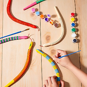 Gejoy 12 Inch Wooden Snakes Unfinished Wooden Wiggly Jointed Flexible Wood Snake to Paint Blank Canvas Animal Model Crafts for Arts and Crafts Halloween Birthday Party Supplies(15 Pieces)