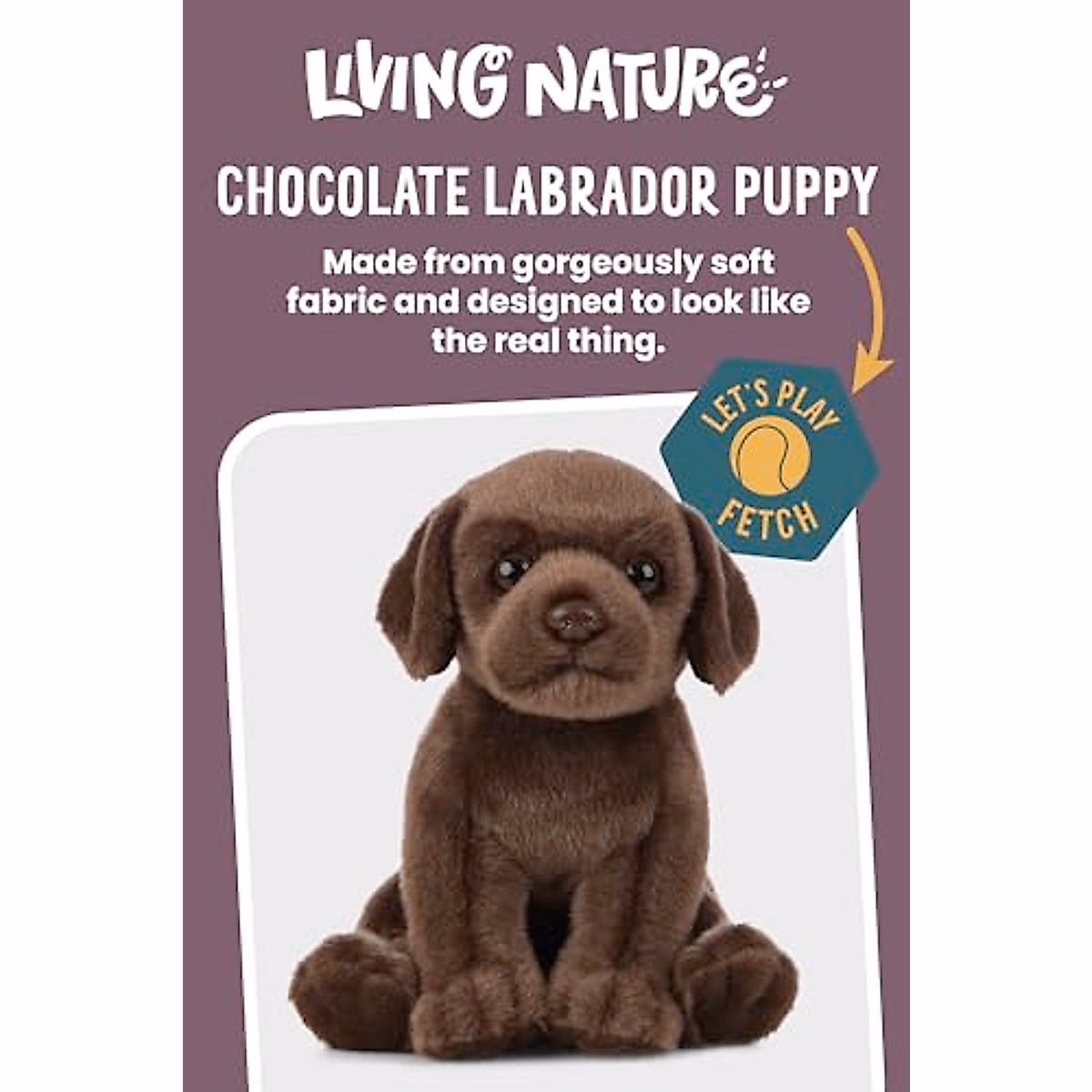 Living Nature Chocolate Labrador Puppy Stuffed Animal | Fluffy Dog Animal | Soft Toy Gift for Kids | 6 inches