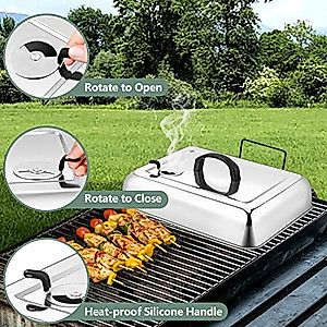 2Pcs Melting Dome for Griddle, Leonyo 13" Rectangle Basting Cover with Adjustable Vent, Stainless Steel 9" Round Burger Dome Lid for Cheese, BBQ Heavy Duty Metal Steam Cover for Flat Top Grill