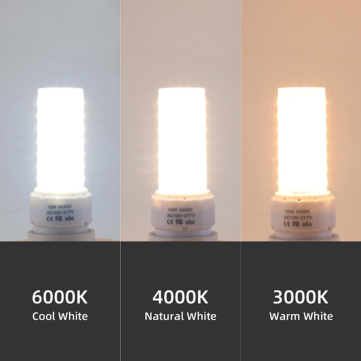 Lidesheng GX23-2 Base LED Light Bulb Plug and Play,4000K Neutral White 1400Lm 2Pin LED PL Bulb, 13W 18W CFL Equivalent, Ballast Compatible (Neutral White, 10W 2pcs)