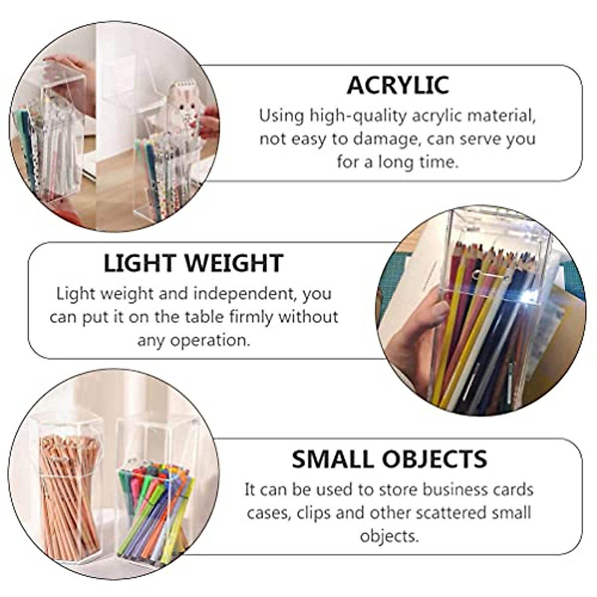 Housoutil 2Pcs Acrylic Makeup Brush Holder Organizer with Lid, Clear Makeup Organizer, Cosmetic Brush Storage Organizer Pen Holder for Bathroom, Dresser, Vanity and Countertop