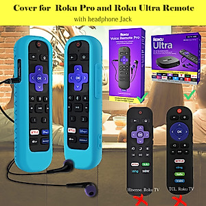2 Pack Case for Roku Voice Remote Pro, Cover for Roku Headphone Remote Rechargeable Controller Silicone Sleeve Skin Glow in The Dark