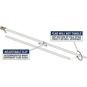 6ft Spinning Flag Pole – White