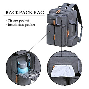 MOMIGO Baby Diaper Backpack - Large Capacity Waterproof Nappy Bag with Insulated Pockets and 14-inch Laptop Compartment, Large Daypack Business Weekender Luggage Backpack for Momm Dad （Black）