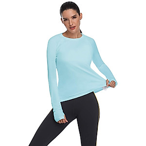 HISKYWIN Women's UPF 50+ Sun Protection Long Sleeve Shirts Outdoor Hiking Fishing Tops HF103- Light Green-M