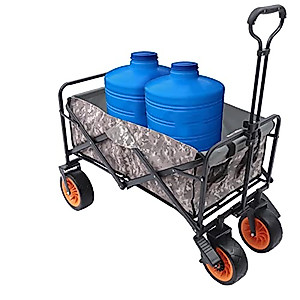 Collapsible Foldable Wagon with Brakes, Heavy Duty Utility Wagon Cart, Large Capacity Grocery Wagon for Camping Garden Beach Shopping,Handle Adjust