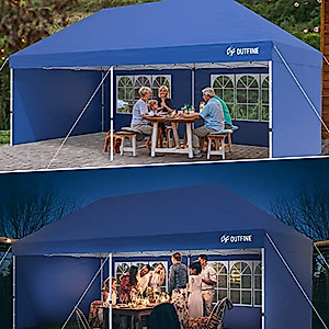 OUTFINE Canopy 10'X20' Pop Up Canopy Gazebo Commercial Tent with 4 Removable Sidewalls, Stakes X12, Ropes X6 for Patio Outdoor Party Events