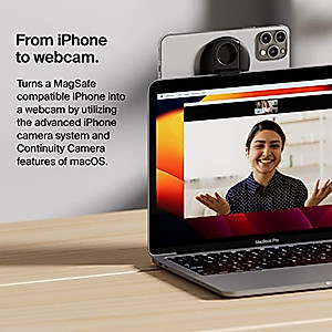 Belkin iPhone MagSafe Camera Mount for MacBook, iPhone Continuity Camera Mount, Turn iPhone to Webcam, Compatible with MacBook Pro, Air, iPhone 14, iPhone 13, iPhone 12, Black