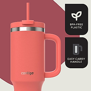 Contigo Streeterville 40oz Tumbler, Stainless Steel Vacuum Insulated, Leak-Proof, Cold for 29 Hours, Coral