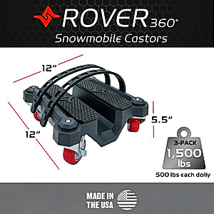 Caliber Rover 360 Snowmobile Dolly, Heavy-Duty Casters Hold 1,500 LBS, 3-Pack