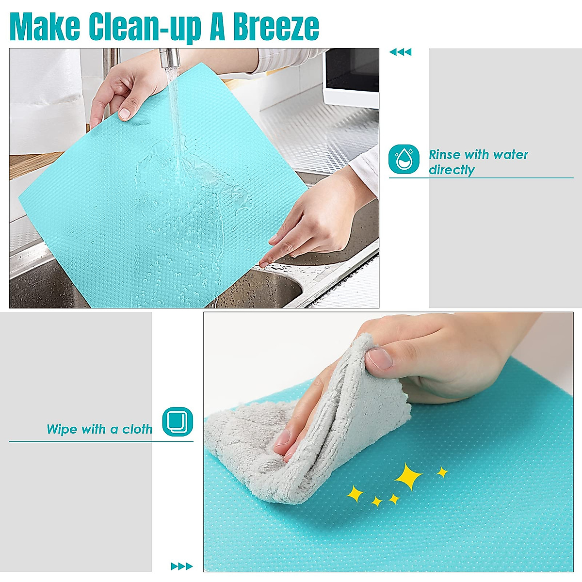 8 Pack Refrigerator Liners Fridge Liner Mats Washable, DUDUCOFU Refrigerator Mats for Glass Shelves Non Slip Refrigerator Shelf Liners, Size Adjustable Fridge Mats for Freezer Cupboard Drawers