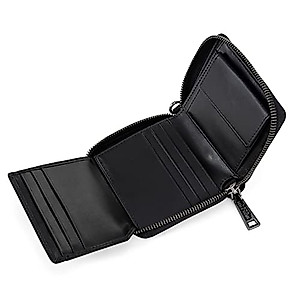 BERLINER BAGS Premium Leather Wallet Geneva, RFID Shielded Zip-Around Card Case with Neck Strap for Men, Women - Black