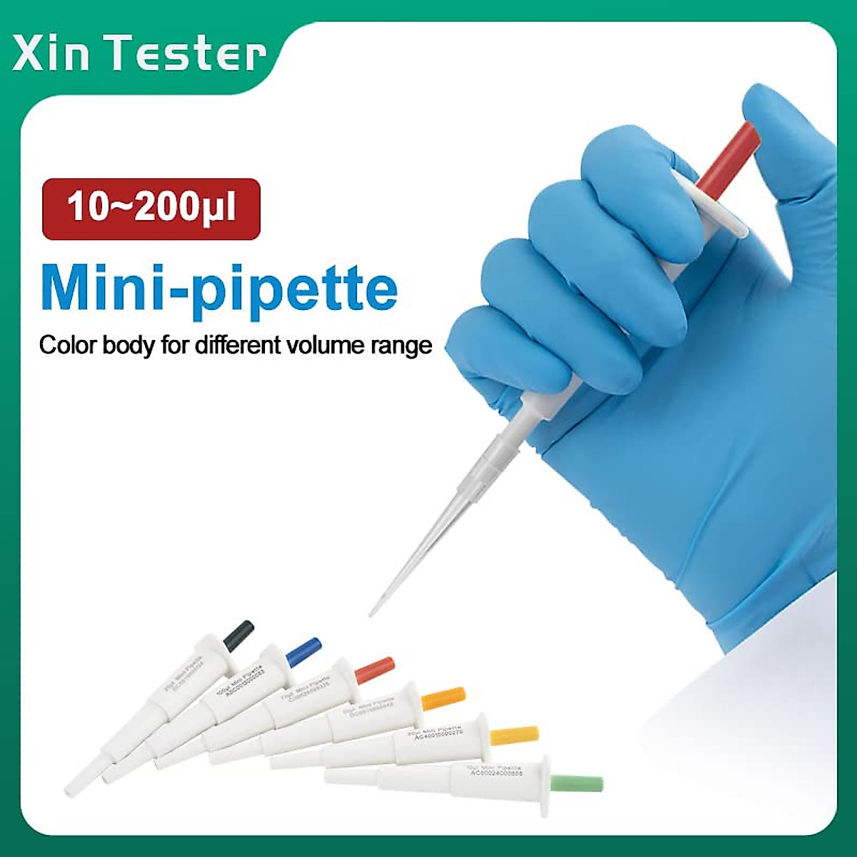 Xin Tester 1 PCS 20μl Fixed Mini Volume Pipette, High Accurate Single-Channel Micropipette Lab Pipette Pipettor for Laboratory School, Gray