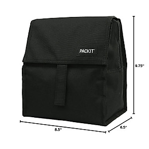 PackIt Freezable Lunch Bag with Zip Closure, Black