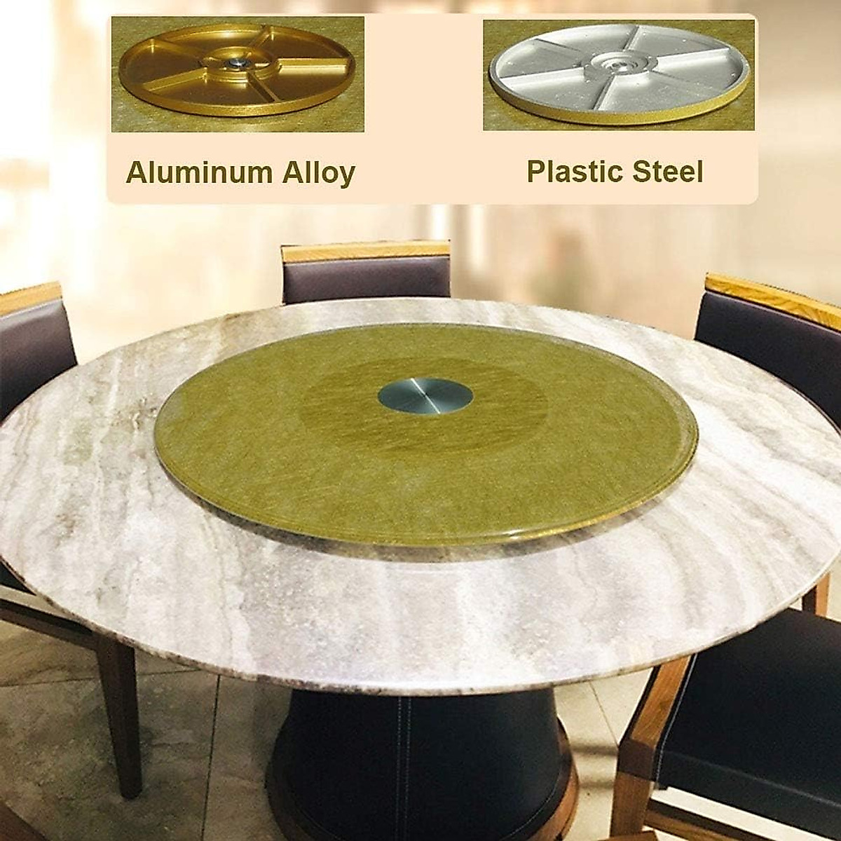 Heavy-dutyTempered Glass Lazy Susan Turntable, Round Rotating Tray For Dining Table, Kitchen Rotatable Service Plate, Restaurant Rotating Turntable (Color : Plastic Steel, Size : 70CM/27.5in)