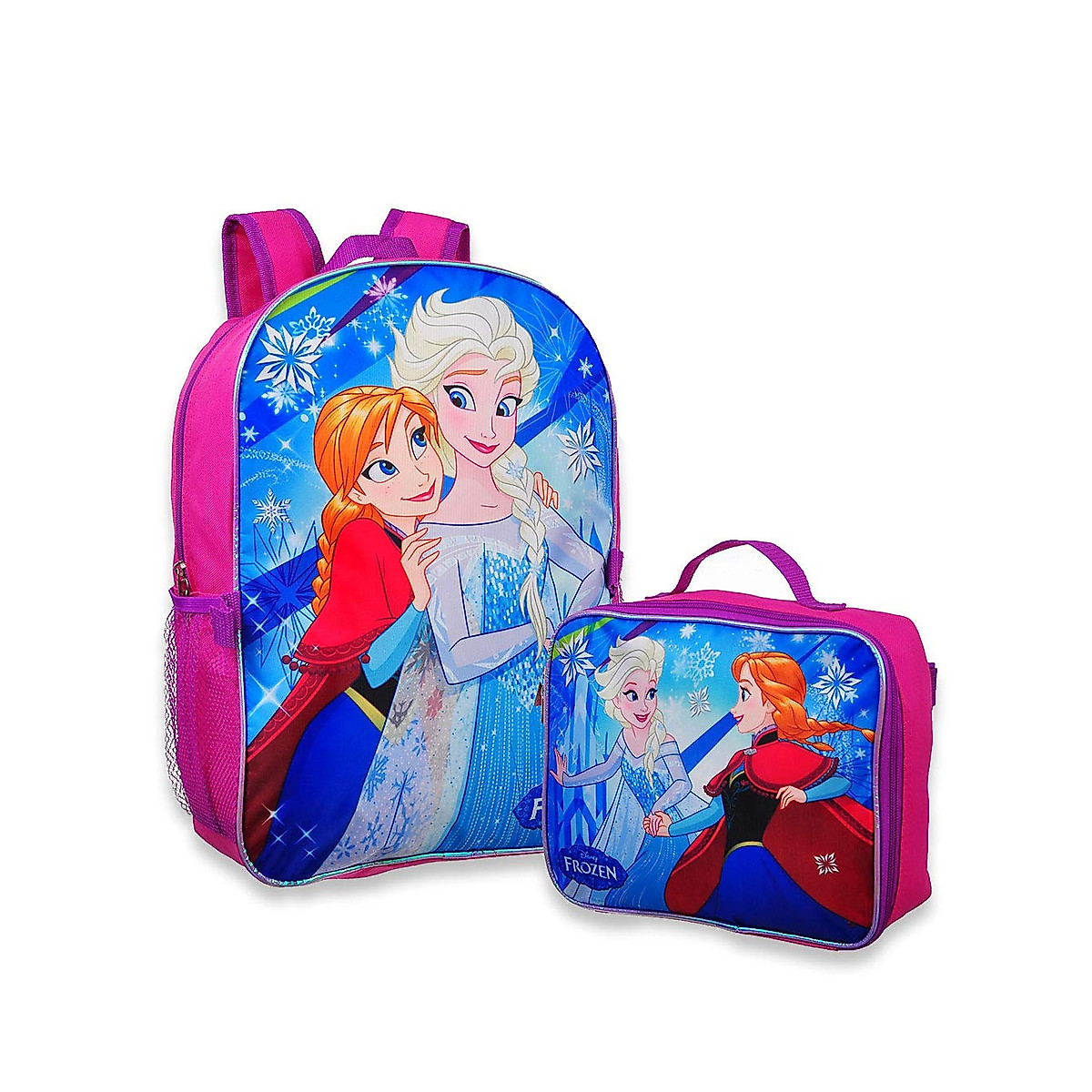 Frozen Anna, Elsa 16" Backpack with Detachable Matching Lunch Box